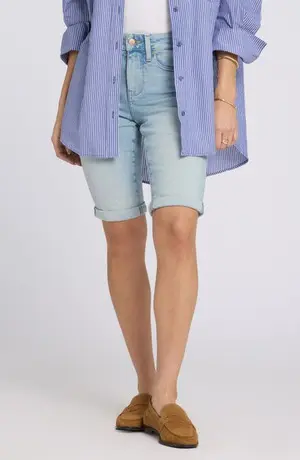 NYDJ Briella Roll Cuff Denim Bermuda Shorts - Keys View