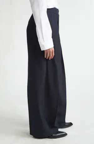 JIL SANDER Irregular Pleated Wool Gabardine Trousers