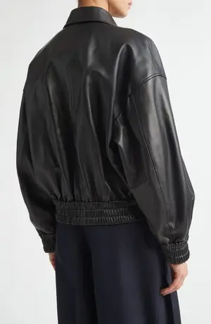 JIL SANDER Boxy Sheepskin Leather Zip Blouson Jacket