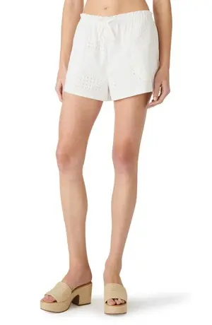 Steve Madden Lou Eyelet Embroidered Drawstring Shorts - Birch White
