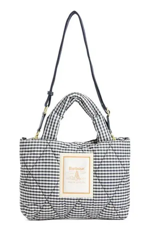 Barbour Mini Riah Gingham Diamond Quilted Tote