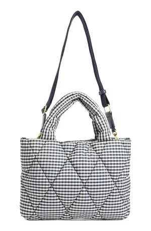 Barbour Mini Riah Gingham Diamond Quilted Tote