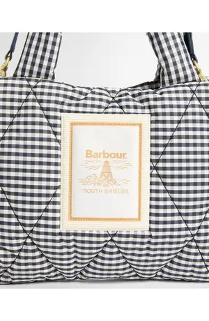 Barbour Mini Riah Gingham Diamond Quilted Tote