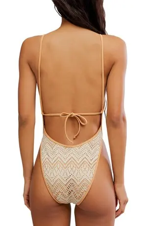 FREE-EST BY FREE PEOPLE Amber Crochet One-piece Swimsuit