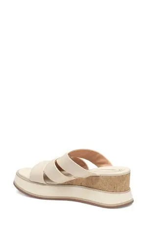 Johnston & Murphy Colleen Platform Wedge Slide Sandal - Bone Nappa Leather