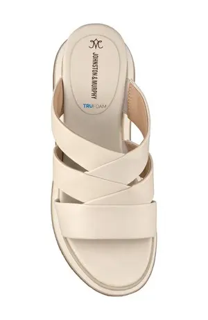 Johnston & Murphy Colleen Platform Wedge Slide Sandal - Bone Nappa Leather