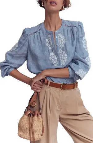 Boden Embroidered Cotton Top