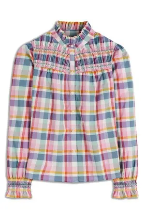 Boden Esme Check Smock Detail Button-up Shirt