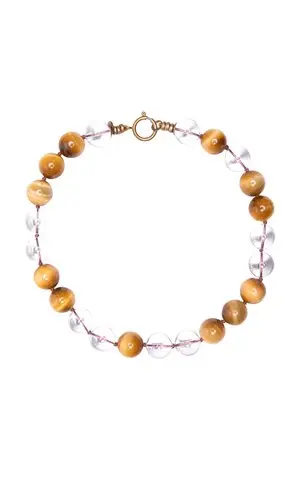 DON'T LET DISCO Tiger's Eye Orbs Necklace Sequence - Brown