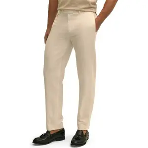Brooks Brothers Flat Front Straight Leg Linen & Cotton Pants - Marshmallow
