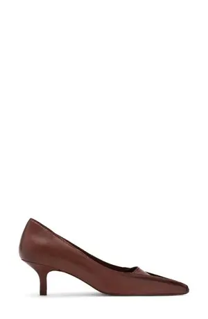 Mango Pointed Toe Kitten Heel Pump - Brown