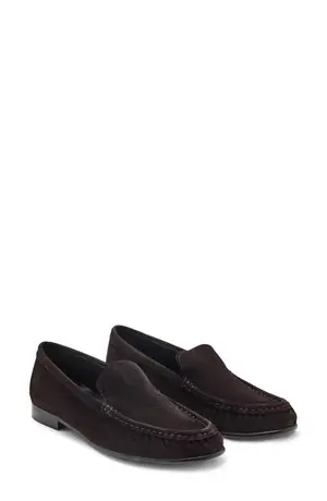 Mango Gathered Suede Loafer - Chocolate