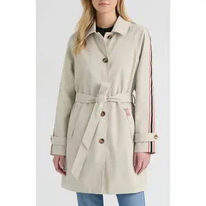 Hunter Sophia Sleeve Stripe Trench Coat - Vanilla