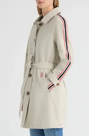 Hunter Stripe Sleeve Trench Coat - Vanilla
