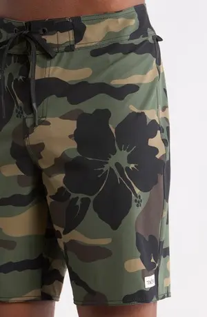 TENŌRE Printed Board Shorts - Olive
