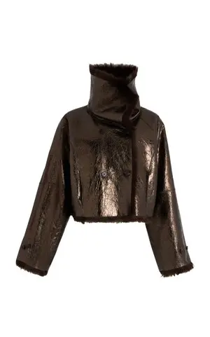Ralph Lauren Norman Reversible Metallic Shearling Coat