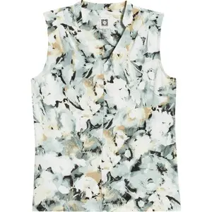 Anne Klein Floral Print Sleeveless Top - Soft Aloe Multi
