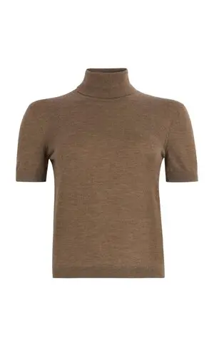 Ralph Lauren Cashmere Jersey Turtleneck Top - Taupe