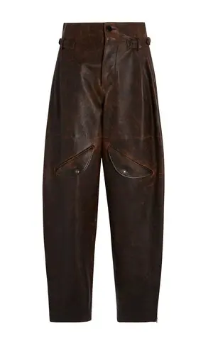 Ralph Lauren Hania Distressed Leather Pants - Brown
