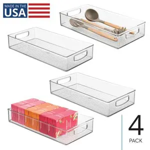 LINUS Stackable Pantry Storage Bin With Handles, Set Of 4