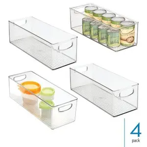 LINUS Plastic Stackable Pantry Bin With Handles, Set Of 4