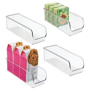 LINUS Narrow Pantry Bin For Kitchen Or Cabinet Storageset Of 4 - Clear
