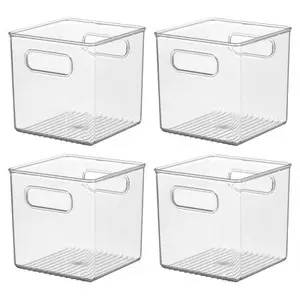 LINUS Cube Storage Bin With Handles For Pantry, Set Of 4