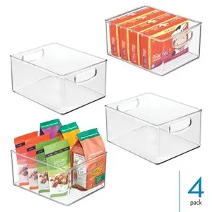 LINUS Plastic Stackable Pantry Bin With Handles, Set Of 4