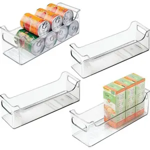 LINUS Stackable Plastic Pantry Binstorage Bin With Handles For Cabinets Or Fridgeset Of 4 - Clear