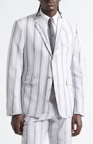 Thom Browne Striped Coats For Men