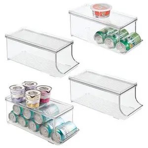 BASIC Soda Can Organizer With Lid For Pantry Or Refrigeratorset Of 4 - Clear