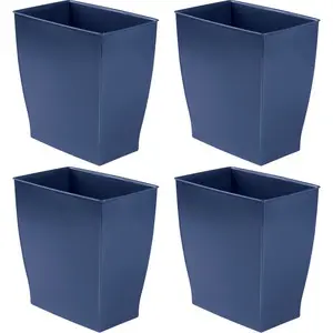 MONO Rectangular Trash Can, 2.5 Gallon / 9.5 Liter, 4-pack - Navy