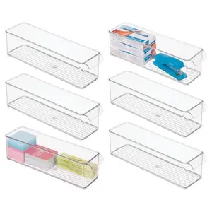 BASIC Stackable Fridge Storage Bin With Handle, Set Of 6 - Clear