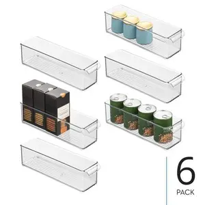 BASIC Stackable Fridge Storage Bin With Handle, Set Of 6