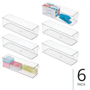 BASIC Stackable Fridge Storage Bin With Handle, Set Of 6