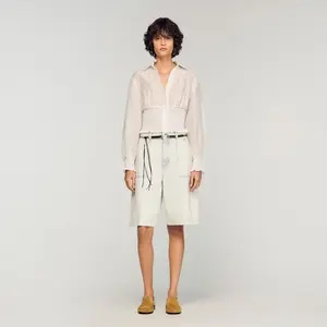 Sandro Smocked Linen Shirt