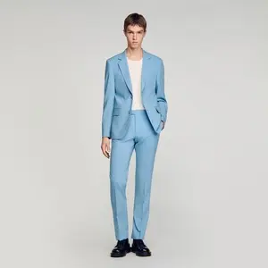 Sandro Wool Suit Jacket - Sky Blue