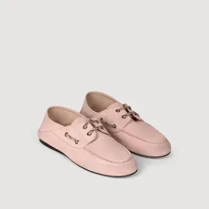 Sandro Suede Boat Shoe Loafers - Pink