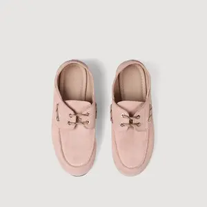 Sandro Suede Boat Shoe Loafers - Pink