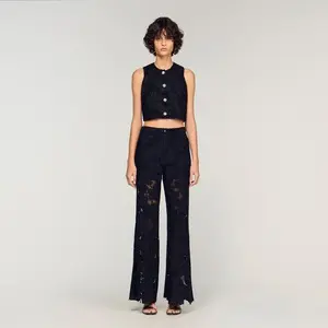 Sandro Guipure Lace Trousers - Black