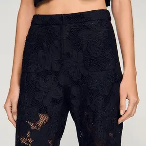 Sandro Guipure Lace Trousers - Black