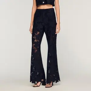 Sandro Guipure Lace Trousers - Black