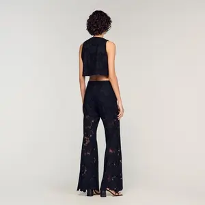 Sandro Guipure Lace Trousers - Black