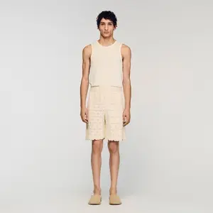 Sandro Broderie Anglaise Crochet Shorts - Ecru