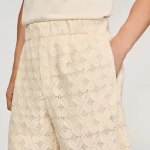 Sandro Broderie Anglaise Crochet Shorts - Ecru