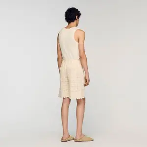 Sandro Broderie Anglaise Crochet Shorts - Ecru