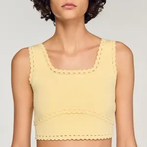 Sandro Knit Crop Top With Straps - Butter