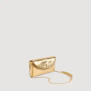 Sandro Mambo Metallic Leather Clutch - Gold