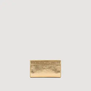 Sandro Mambo Metallic Leather Clutch - Gold