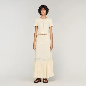 Sandro Ruffled Knit Top - Ecru